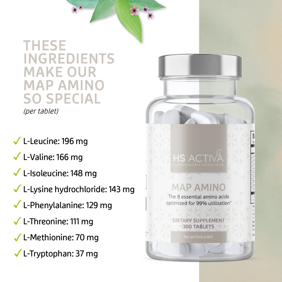 MAP amino | Master Amino Acid Pattern | 8 essential amino acids in per